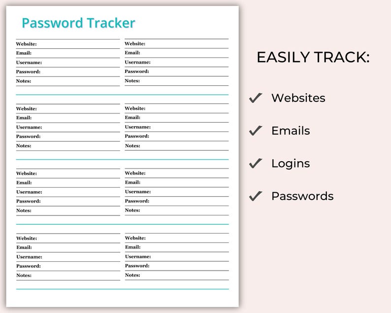 Editable Password Tracker Bundle, Password Organizer, Password Manager ...
