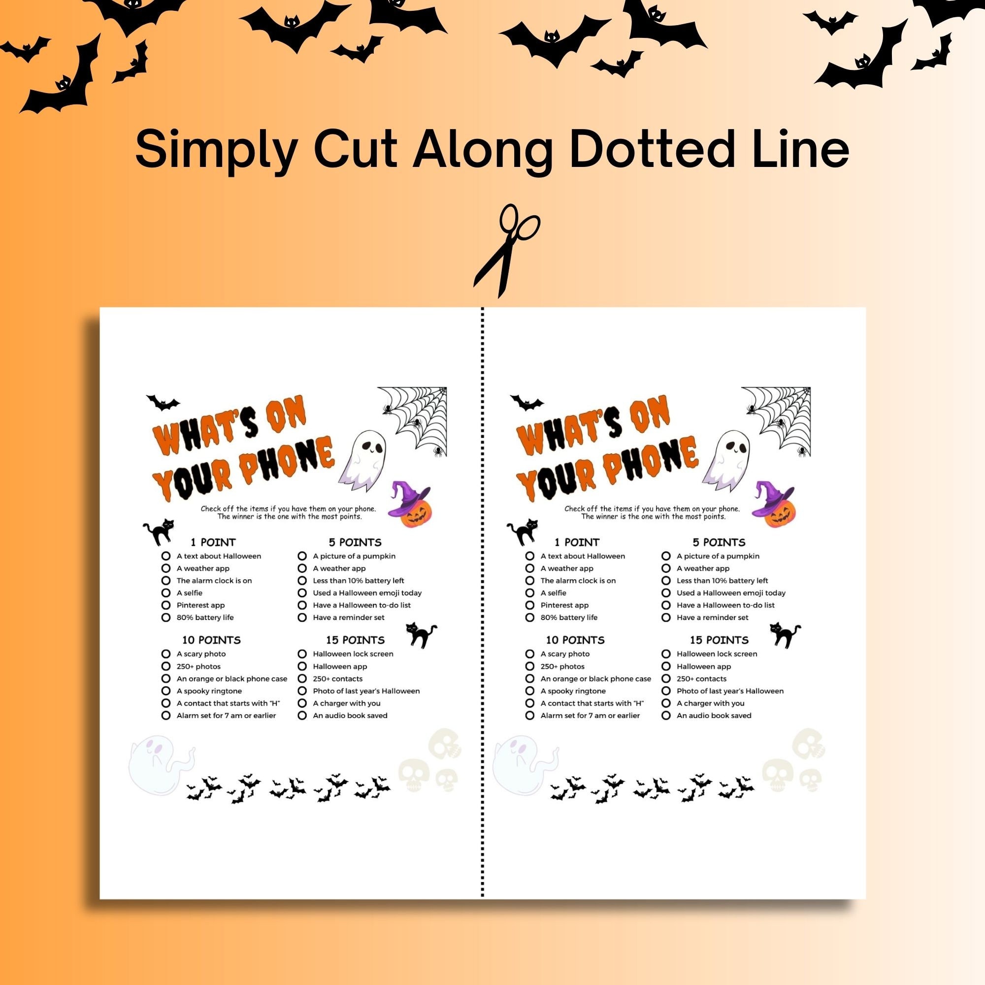 What’s on Your Phone Halloween Game, Printable Phone Scavenger Hunt for ...