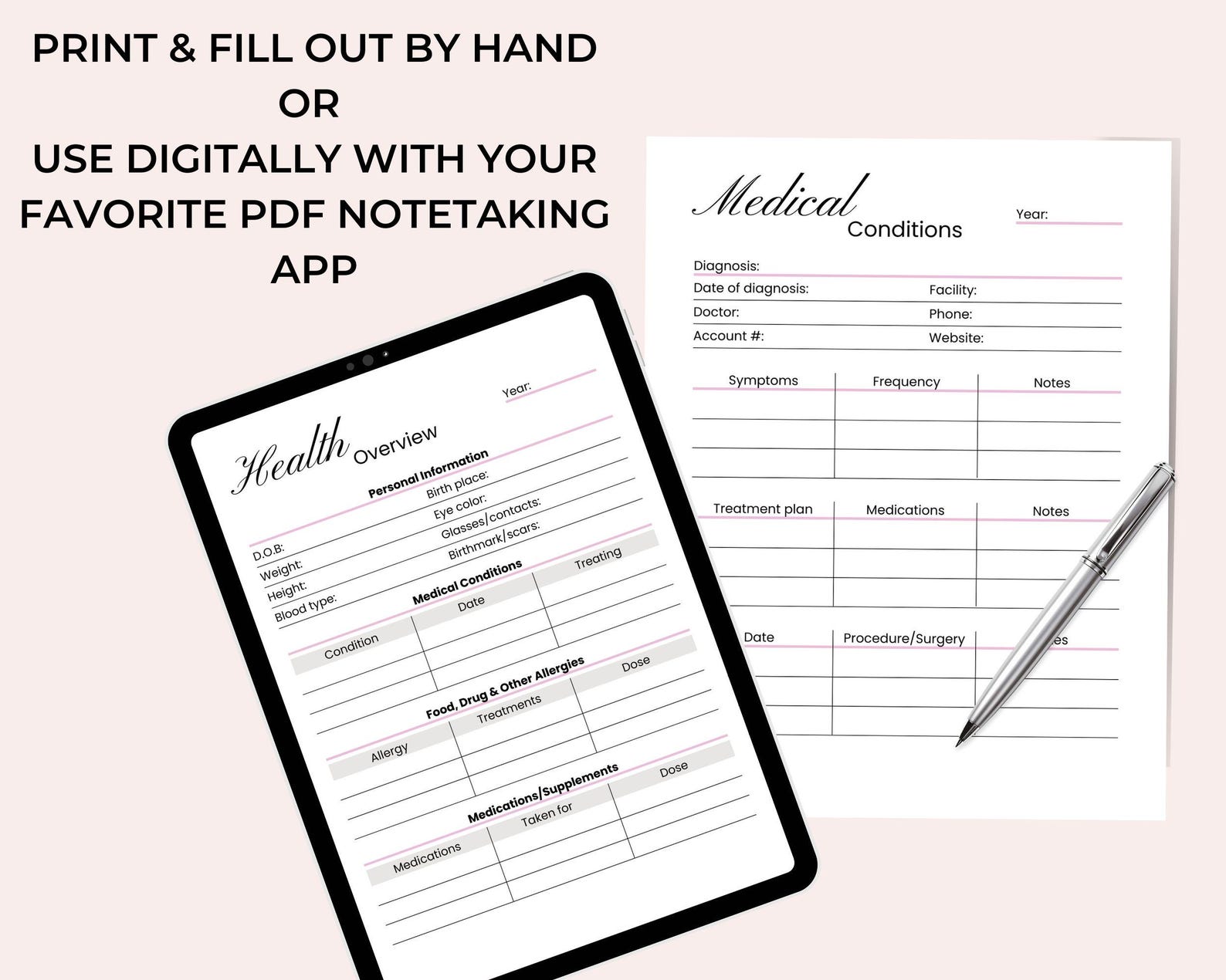 Printable Medical Binder, Medical Planner, Family Health Binder ...