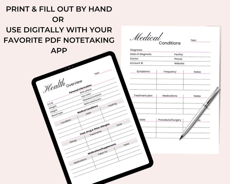 Printable Medical Binder, Medical Planner, Family Health Binder ...