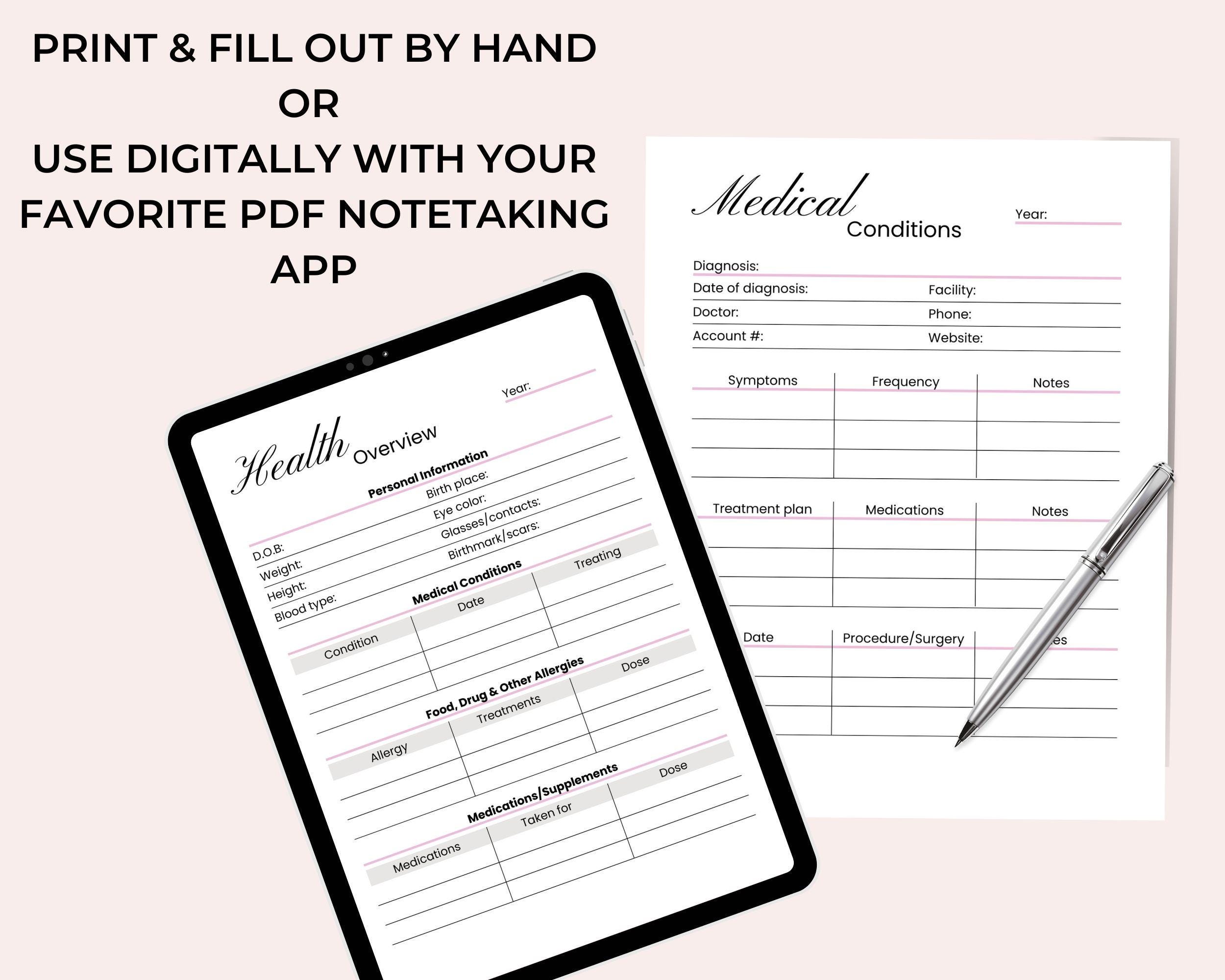 Printable Medical Binder, Medical Planner, Family Health Binder ...