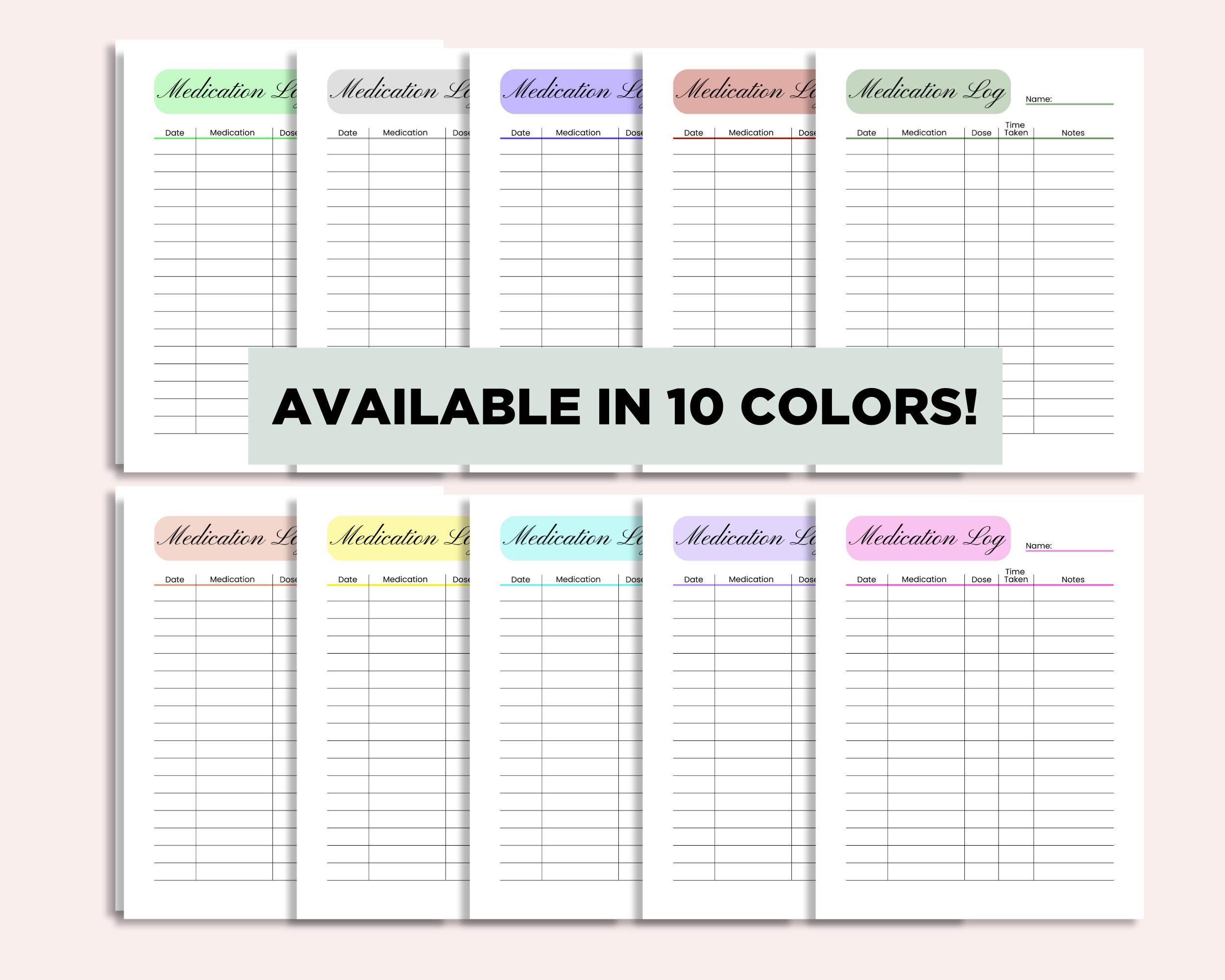 Printable Medication Log, Pill Tracker, Med List, Track Medication ...