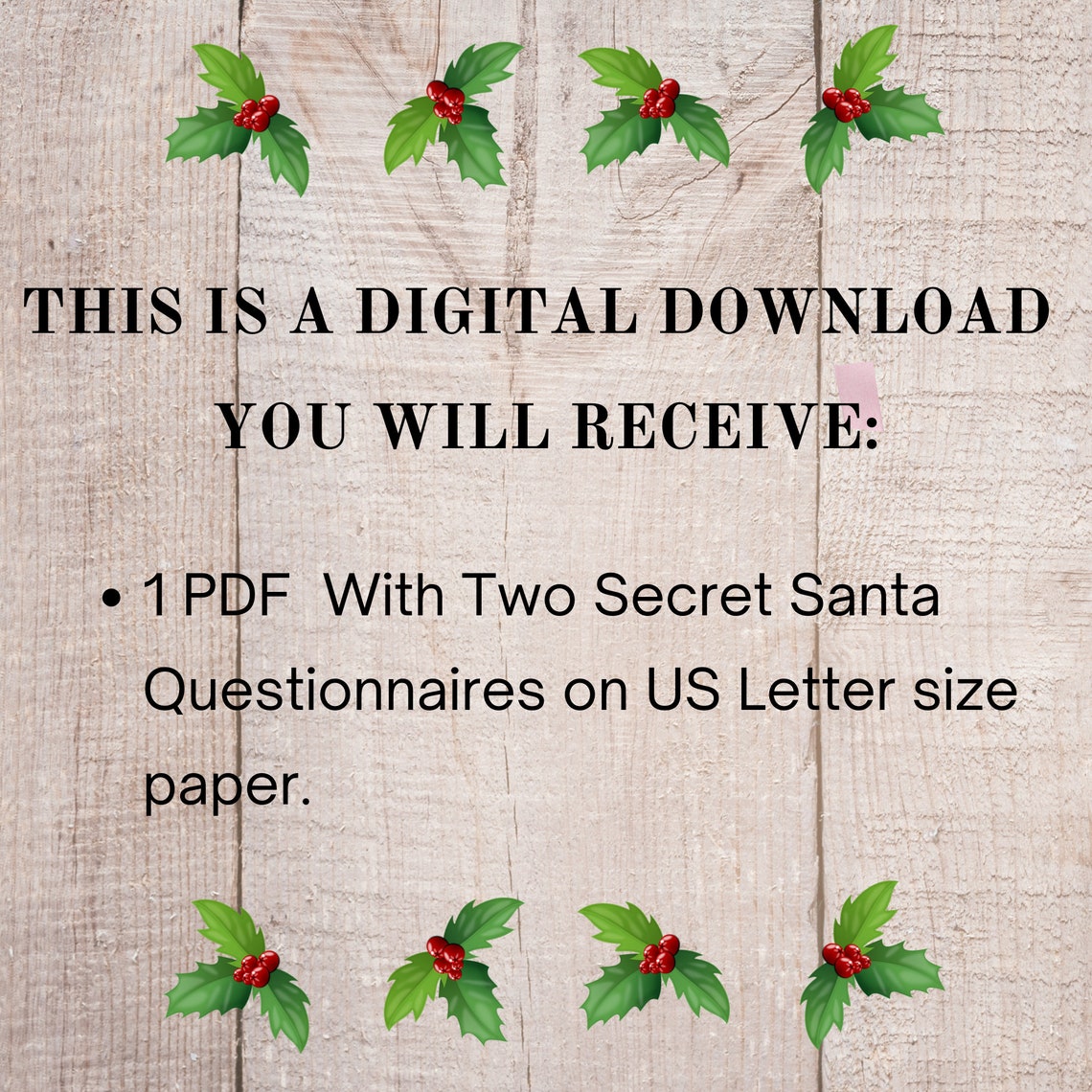 Secret Santa Questionnaire Printable, Christmas Gift Exchange, Gift ...