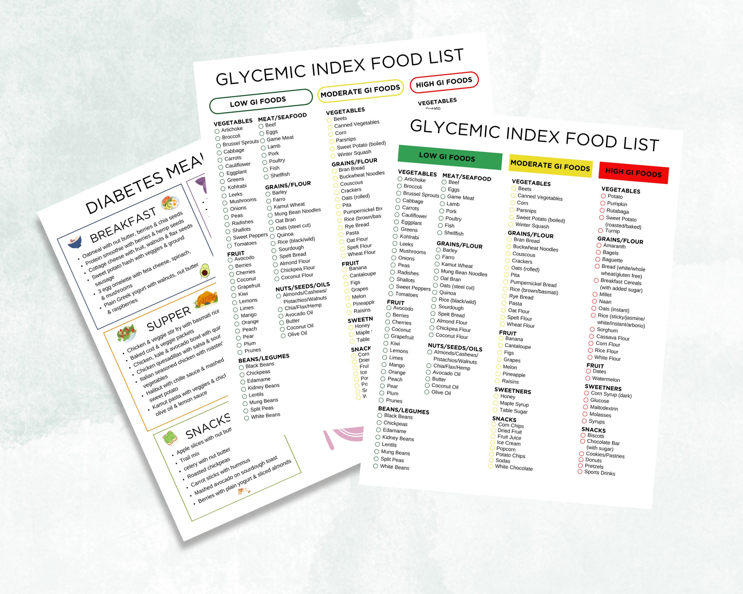 Glycemic Index Food List, Diabetic Food List, Diabetes Meal Ideas, GI ...