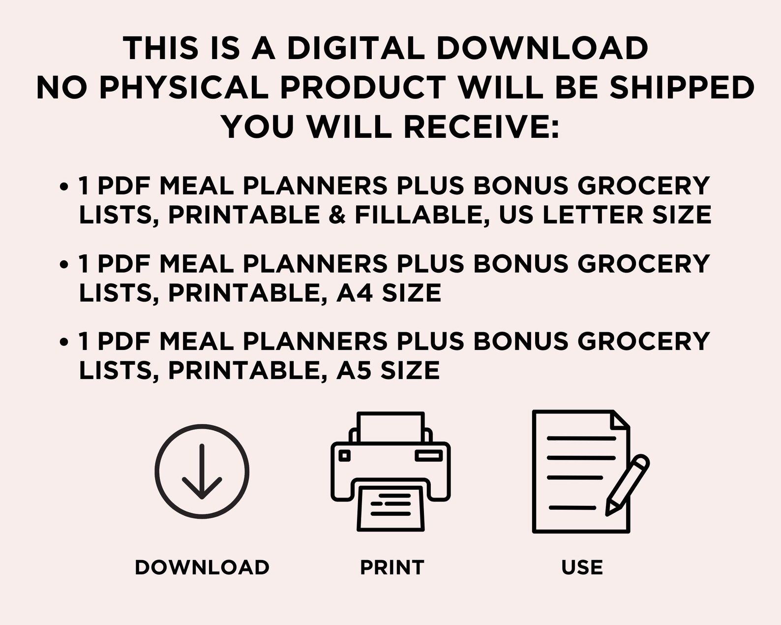 Editable Meal Planner and Grocery List, Weekly Meal Tracker Printable ...