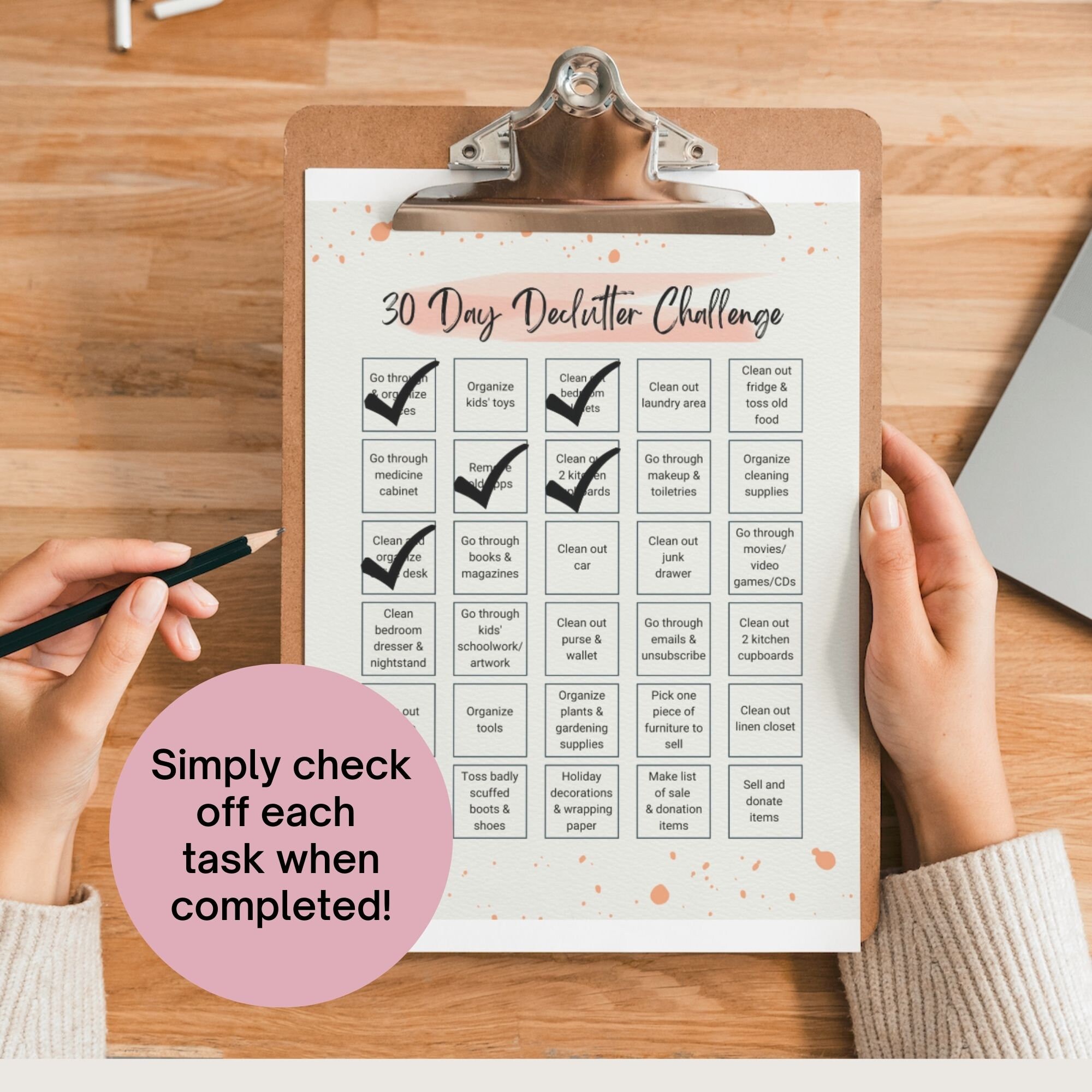 30 Day Declutter Challenge, Printable Declutter Challenge, Decluttering ...