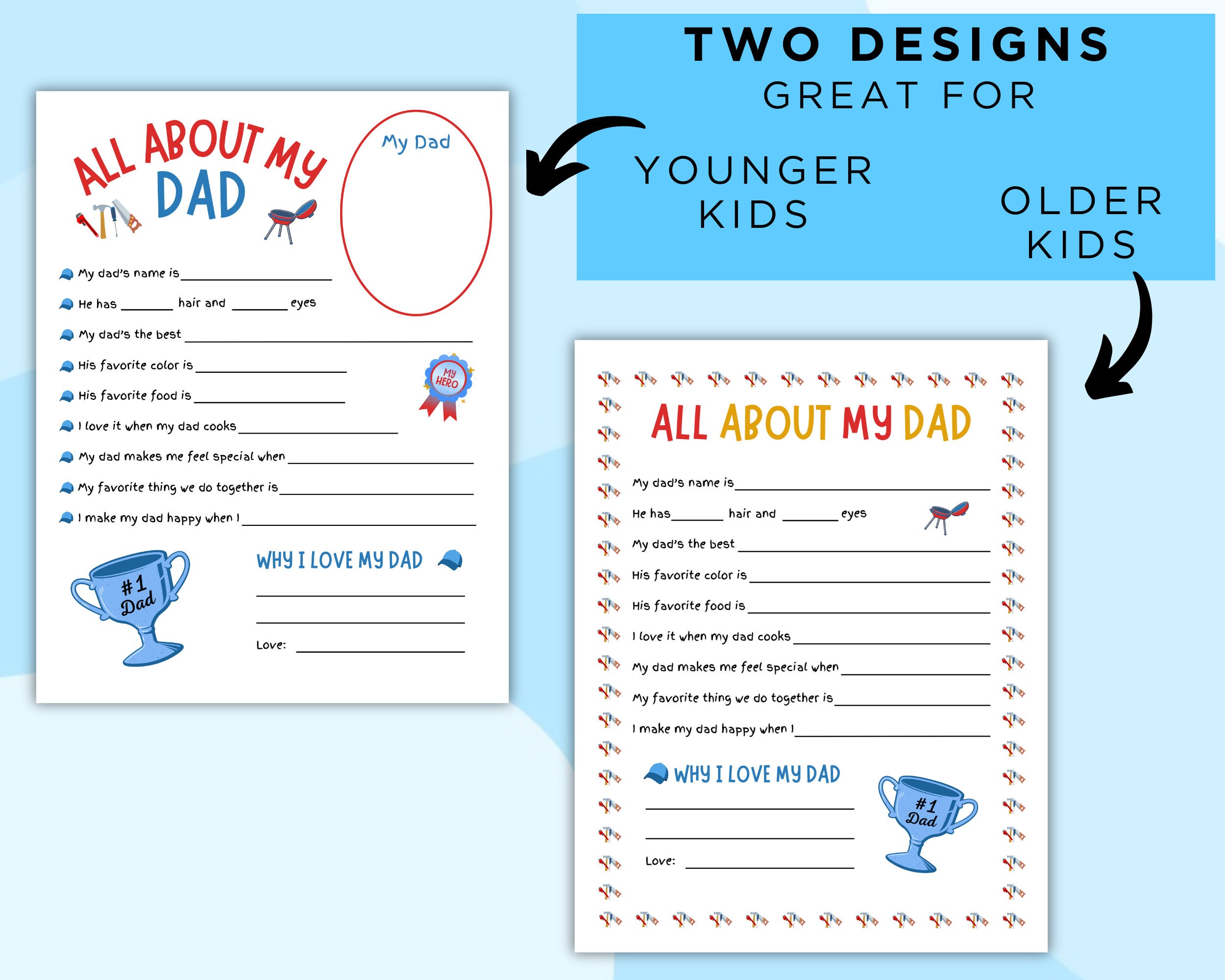 All About My Dad Printable, Father’s Day Questionnaire, Daddy Birthday ...