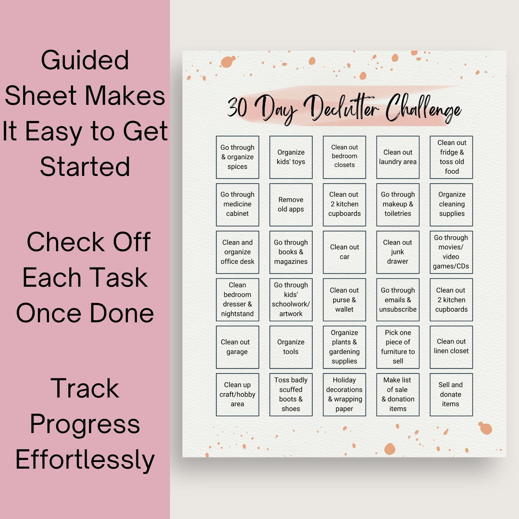 30 Day Declutter Challenge, Printable Declutter Challenge, Decluttering ...