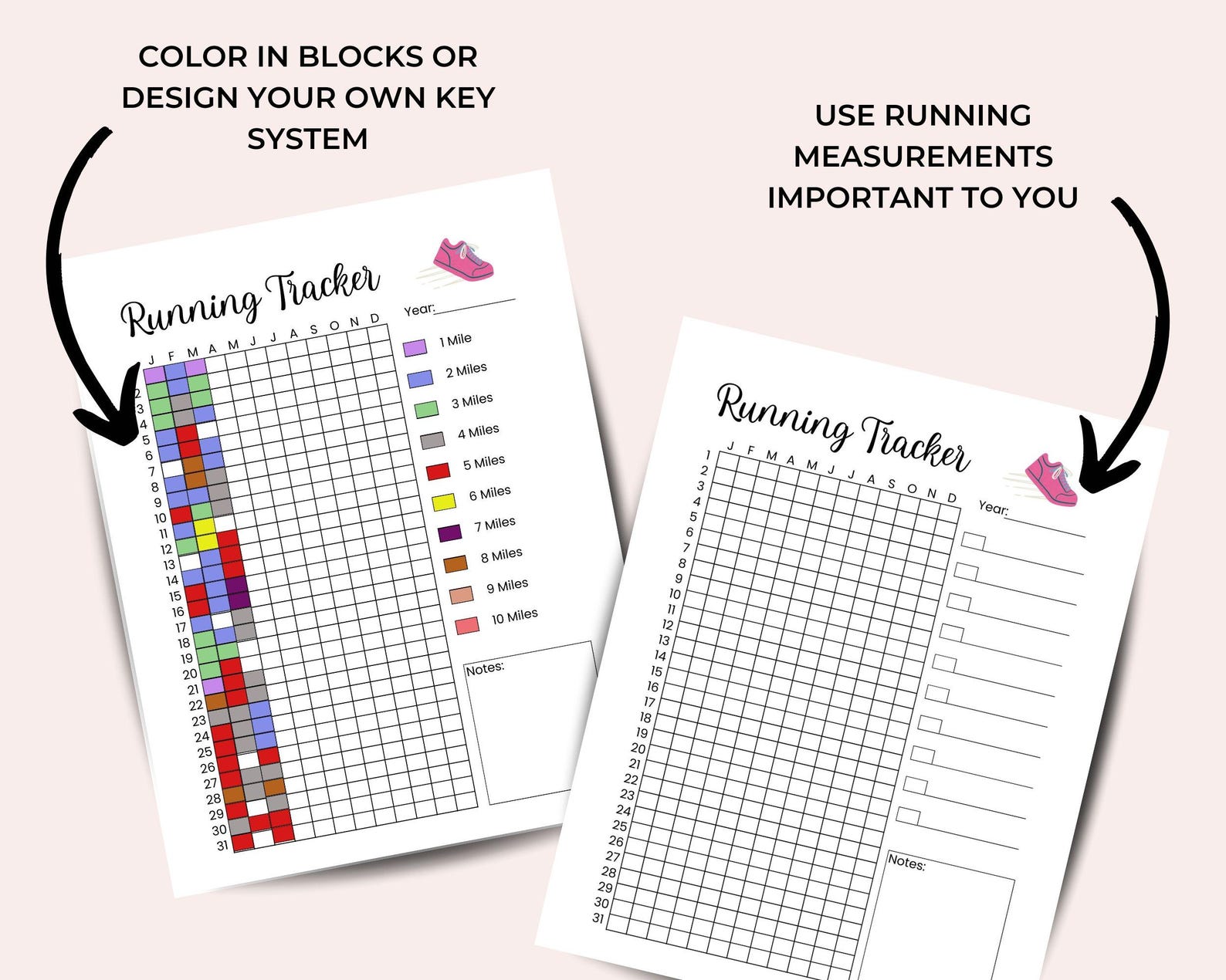 Yearly Running Tracker Printable - Journal Page - Daily Running Log ...