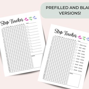 Yearly Step Tracker Printable: Fitness Journal Page, Daily Step Log ...