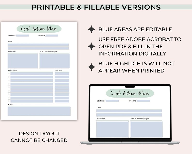 Editable Goal Planner Bundle - Printable SMART Goal Setting - Daily ...