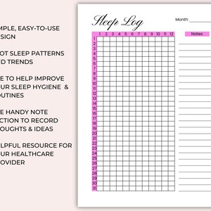 Monthly Sleep Log Printable, Sleep Tracker, Sleep Journal, Sleep ...