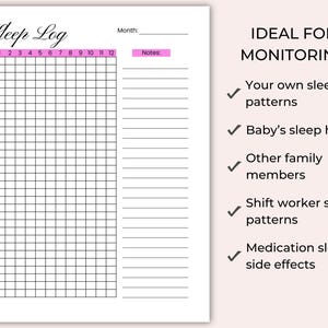 Monthly Sleep Log Printable, Sleep Tracker, Sleep Journal, Sleep ...
