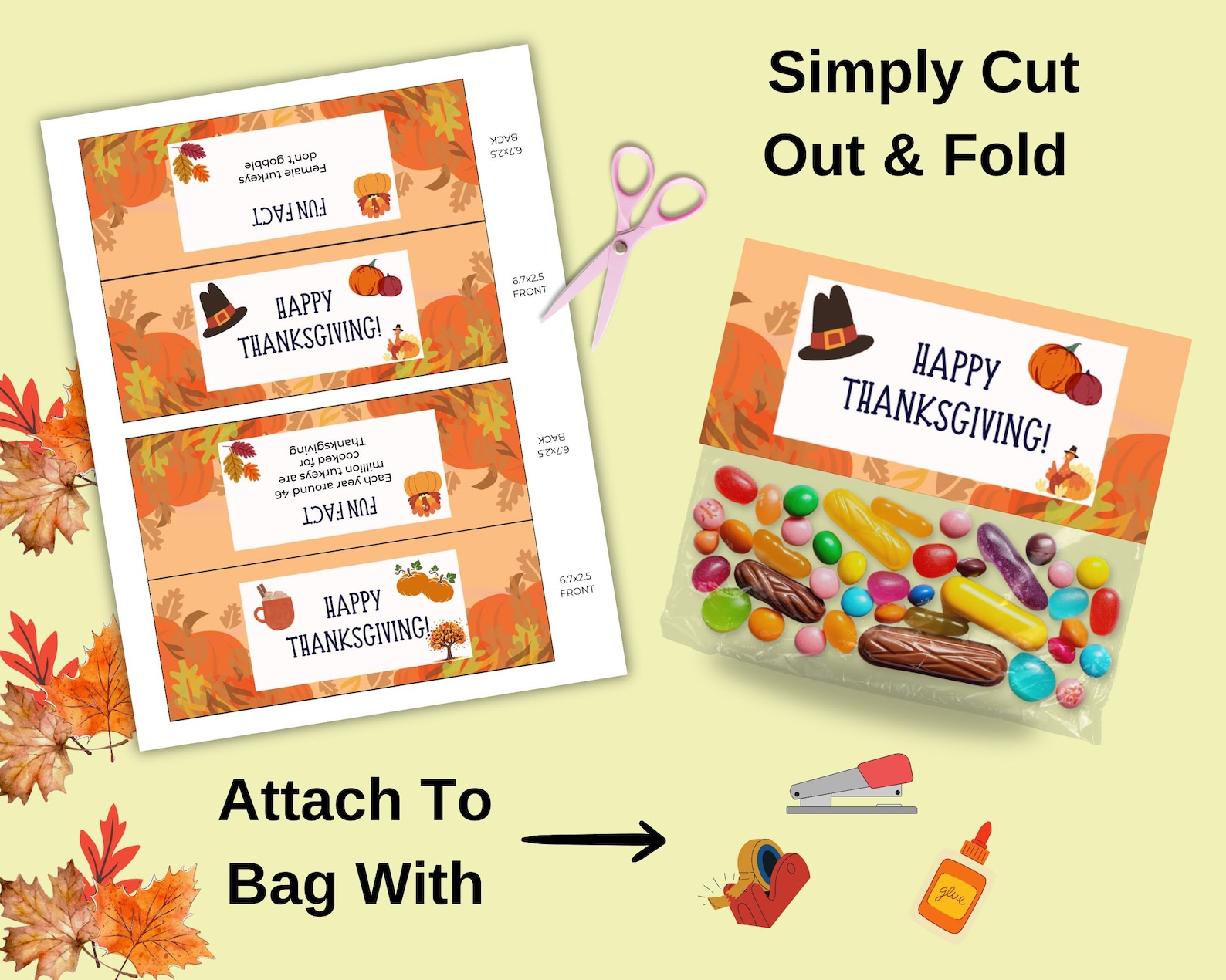Thanksgiving Treat Bag Topper, Printable Snack Bag Treat Label, Gift ...