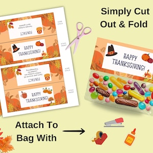 Thanksgiving Treat Bag Topper, Printable Snack Bag Treat Label, Gift ...