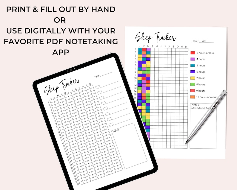 Sleep Tracker Printable, Yearly Sleep Log, Sleep Journal, Sleep Chart ...