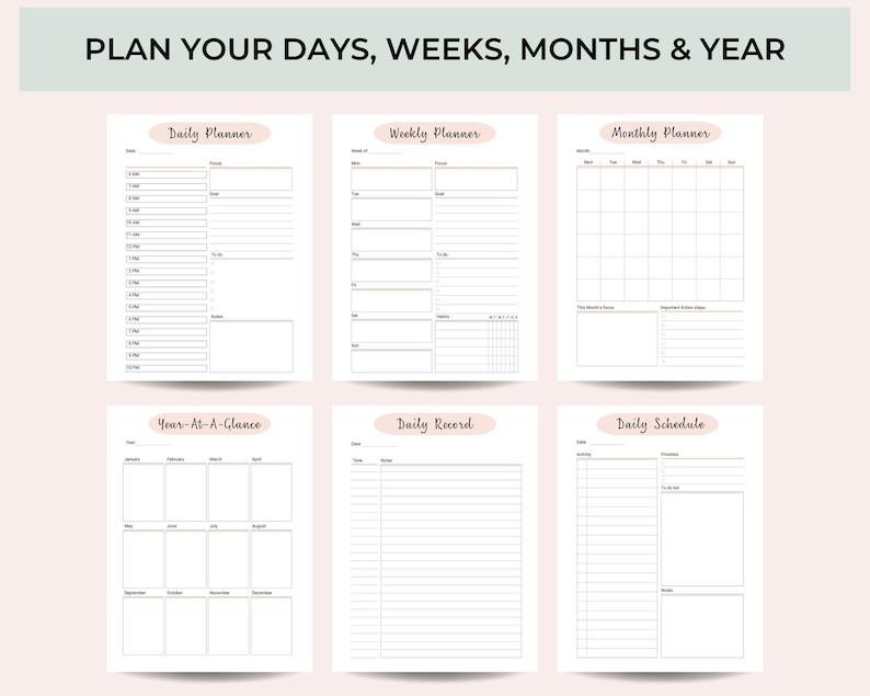 Goal Planner Bundle Printable, SMART Goal Setting, Daily Weekly Monthly ...