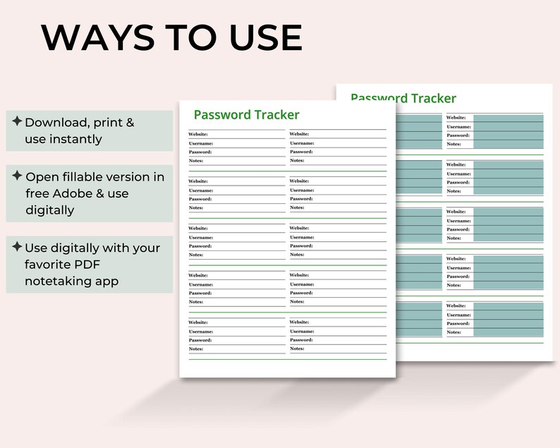 Editable Password Tracker Bundle, Password Organizer, Password Manager ...
