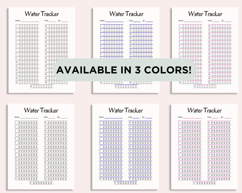 Monthly Water Tracker Printable, Water Challenge, Hydration Tracker ...