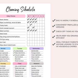 Editable Cleaning Schedule, Printable Cleaning to Do List, Weekly ...