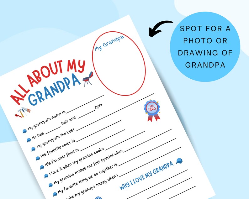 All About My Grandpa Printable, Father’s Day Questionnaire, Grandpa ...