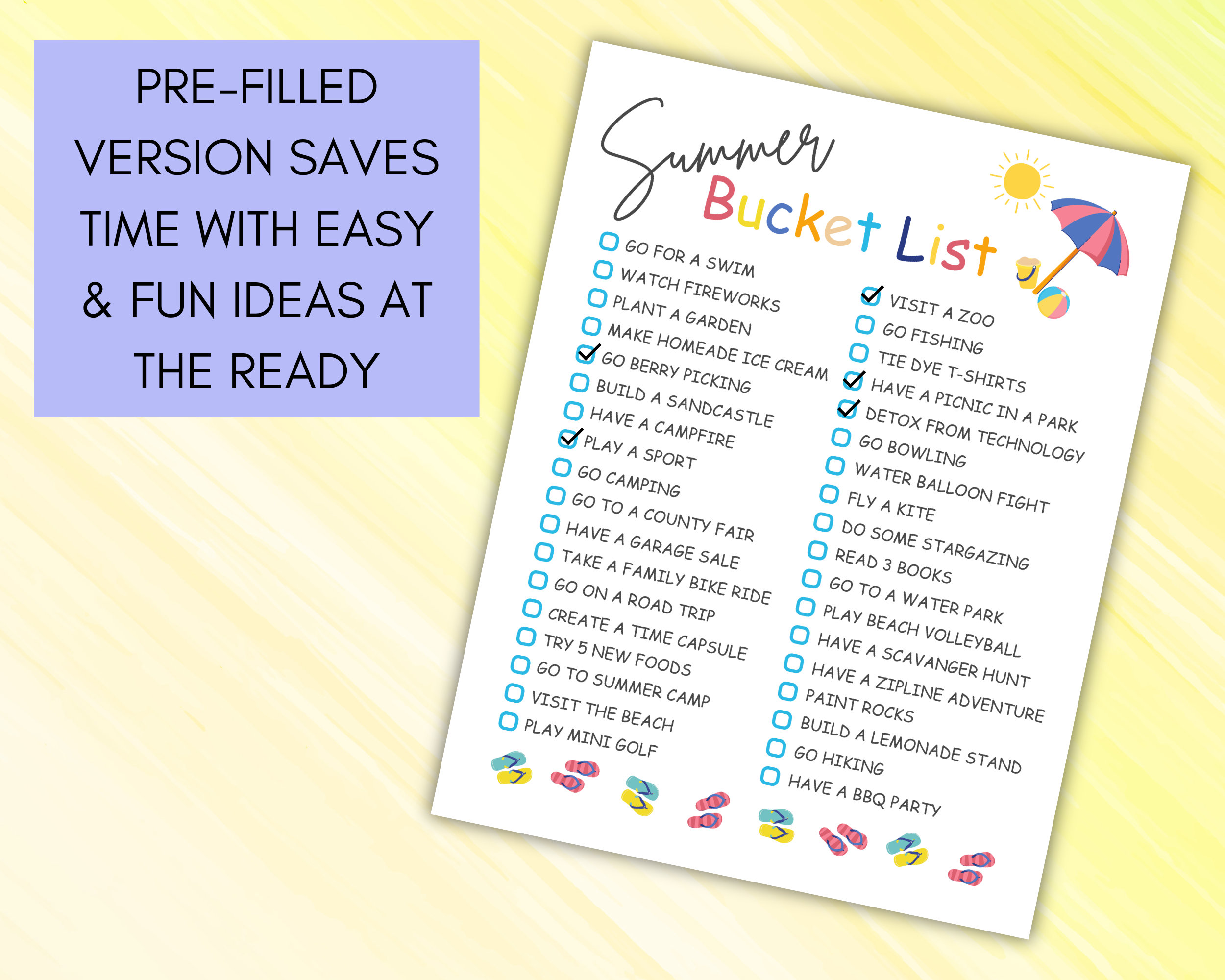Editable Summer Bucket List Printable - Summer Planner - Kids Vacation ...