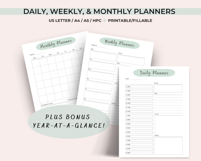 Daily Planner Printable, Editable Weekly Planner, Monthly Planner ...