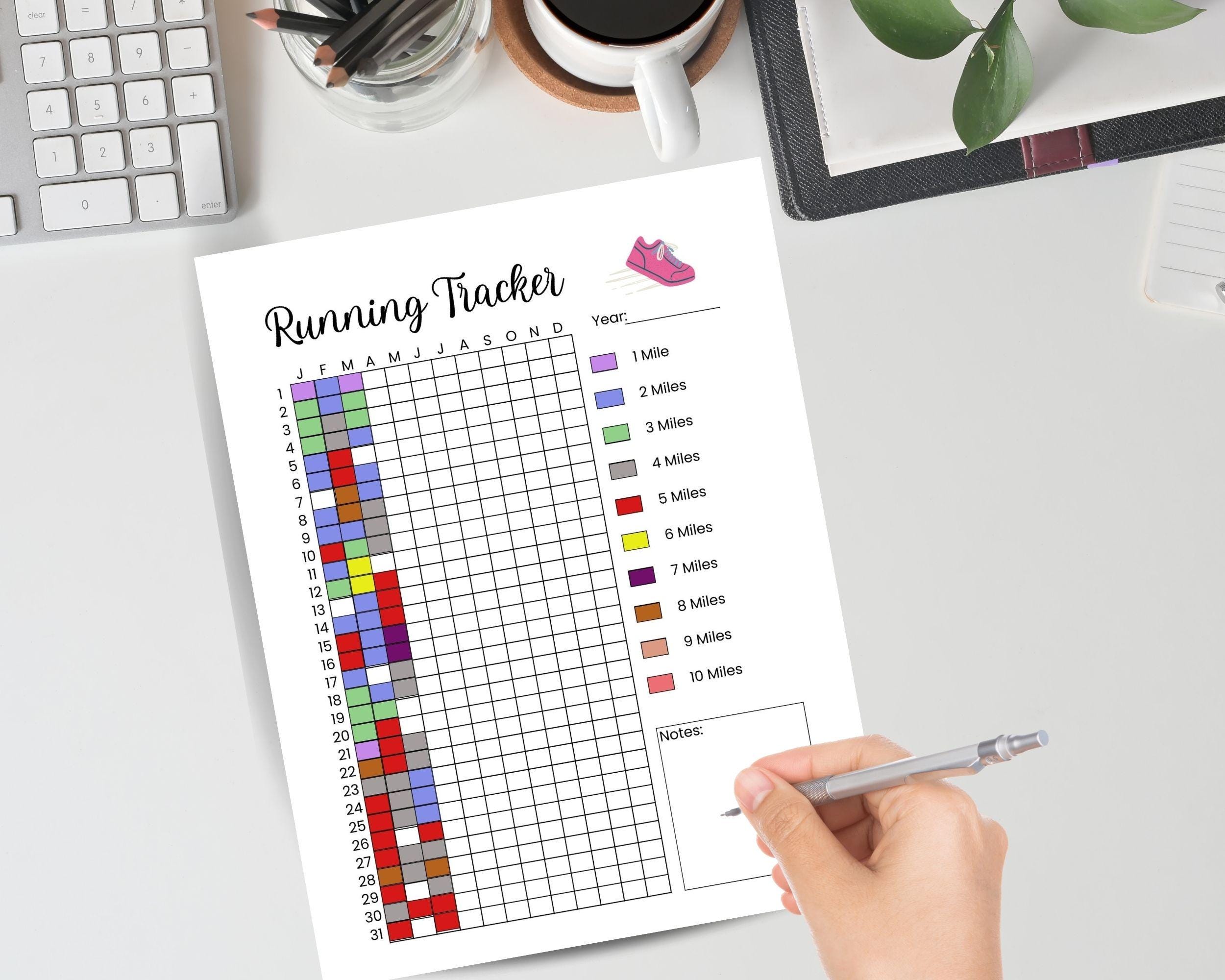 Yearly Running Tracker Printable - Journal Page - Daily Running Log ...
