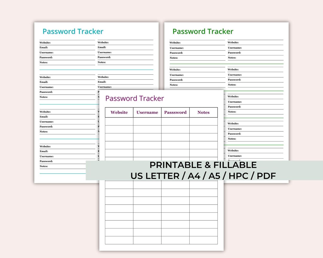 Editable Password Tracker Bundle, Password Organizer, Password Manager ...