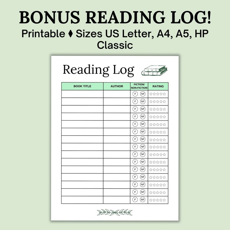 Bookshelf Reading Tracker Printable, Reading Tracker Letter, A4, A5, HP ...