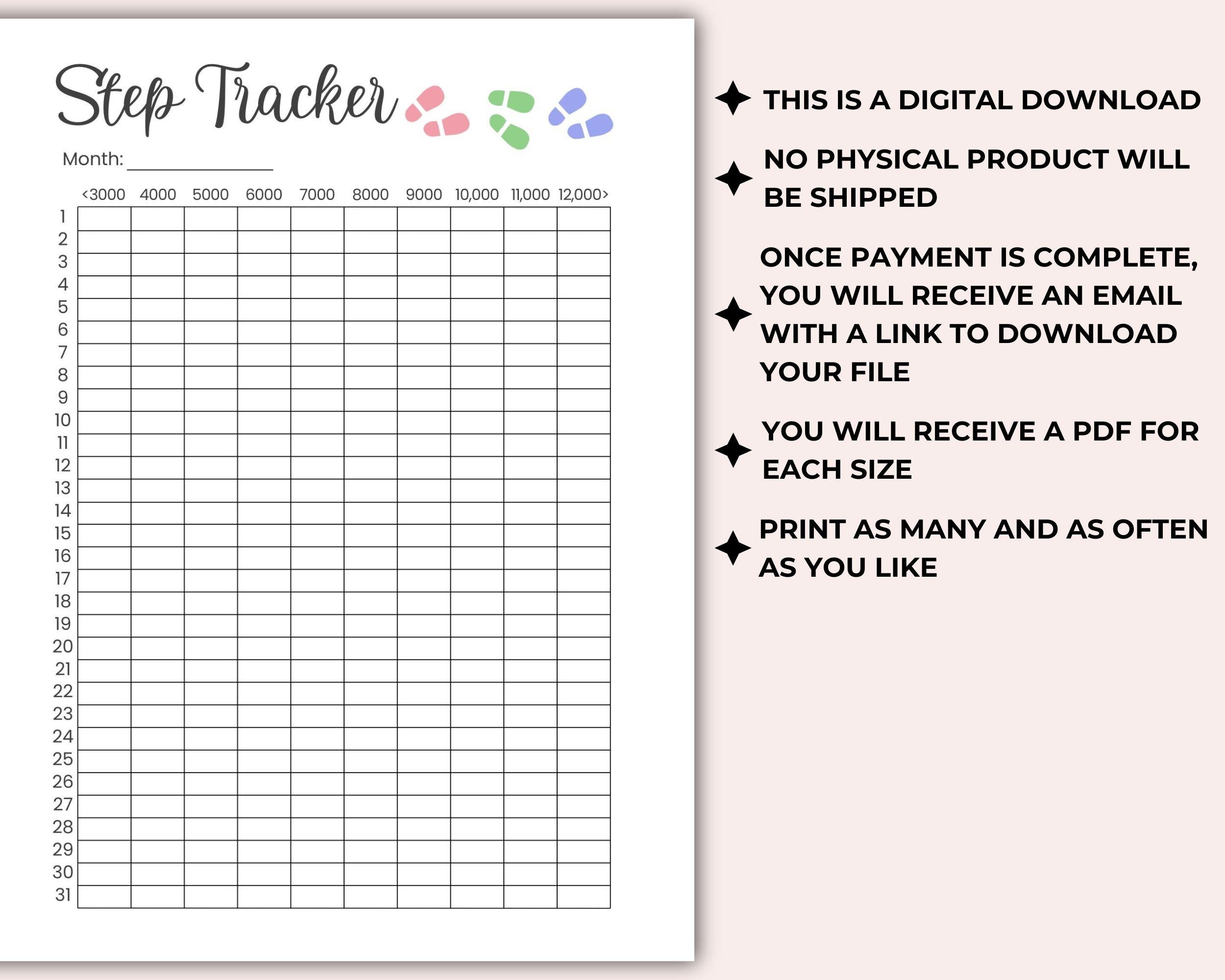 Monthly Step Tracker Printable - Journal Page - Daily Step Log ...