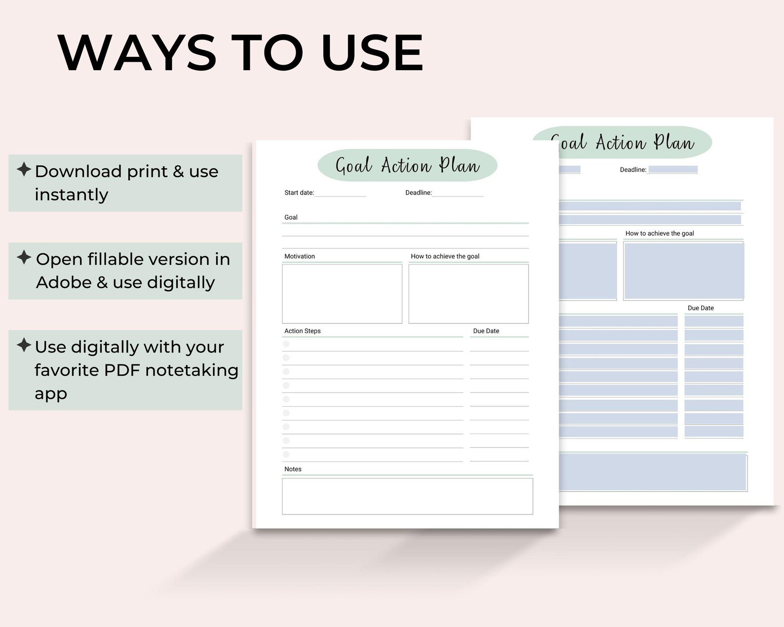 Editable Goal Planner Bundle - Printable SMART Goal Setting - Daily ...
