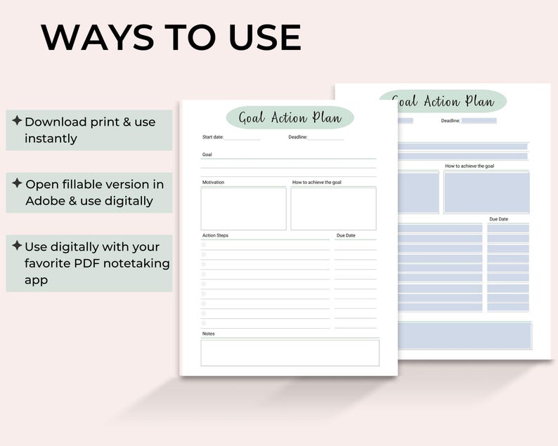 Editable Goal Planner Bundle - Printable SMART Goal Setting - Daily ...
