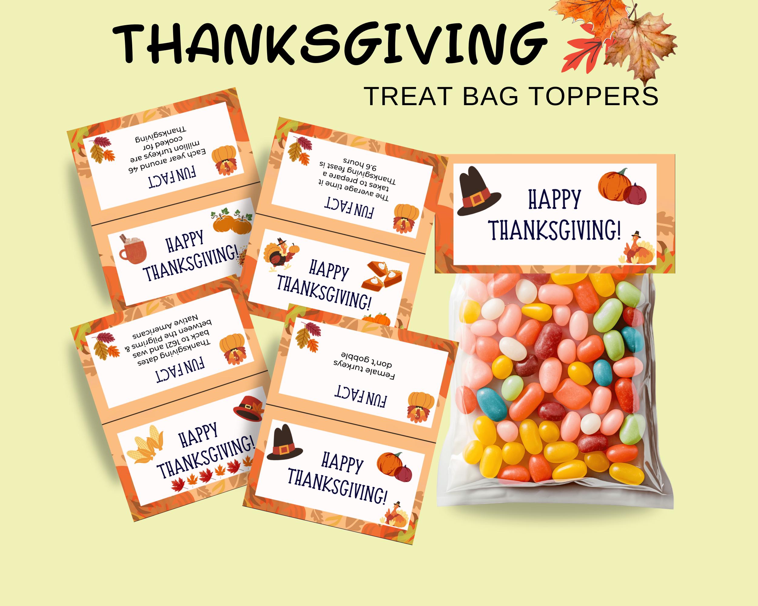 Thanksgiving Treat Bag Topper, Printable Snack Bag Treat Label, Gift ...