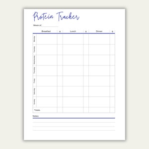 Protein Tracker Printable, Weekly Protein Tracker, Macro Tracker, Food ...