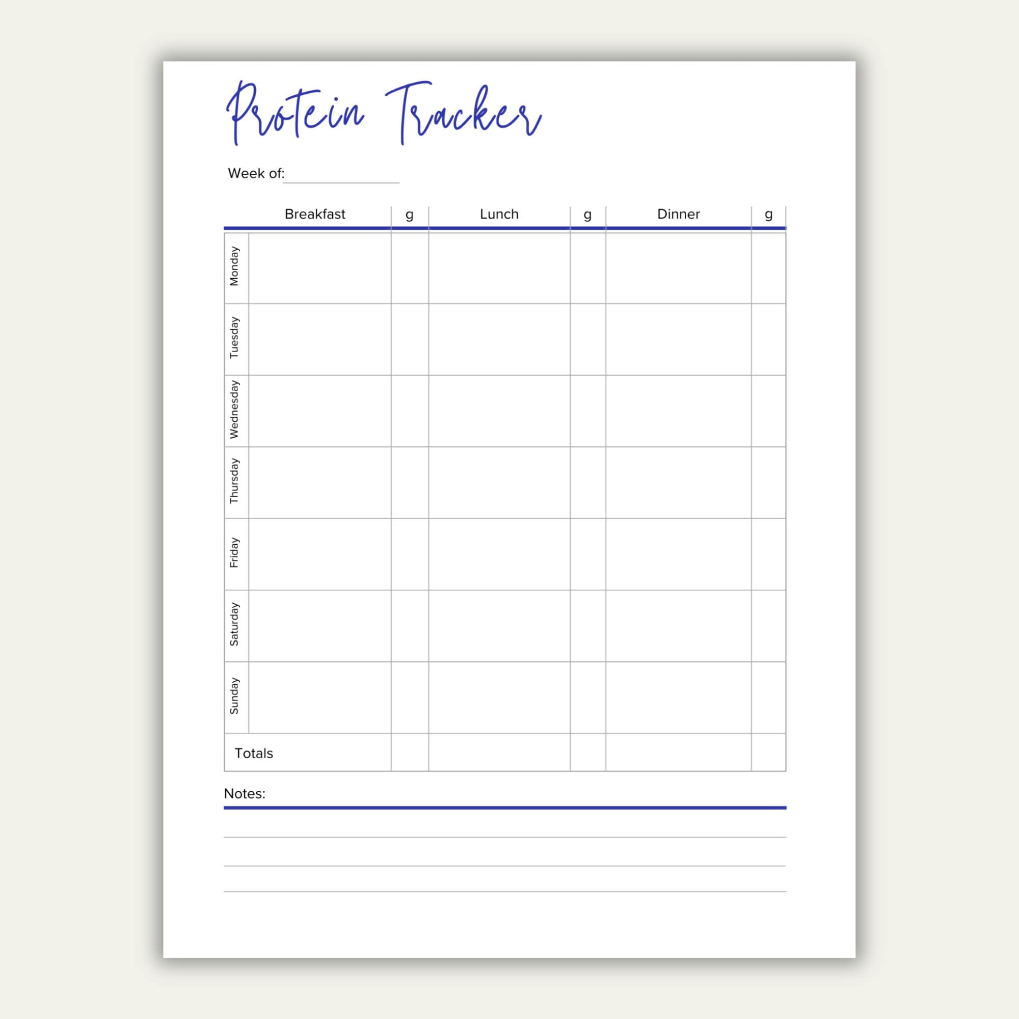 Protein Tracker Printable, Weekly Protein Tracker, Macro Tracker, Food ...