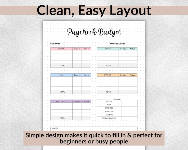 Paycheck Budget Printable, Budget by Paycheck Template, Money Journal ...