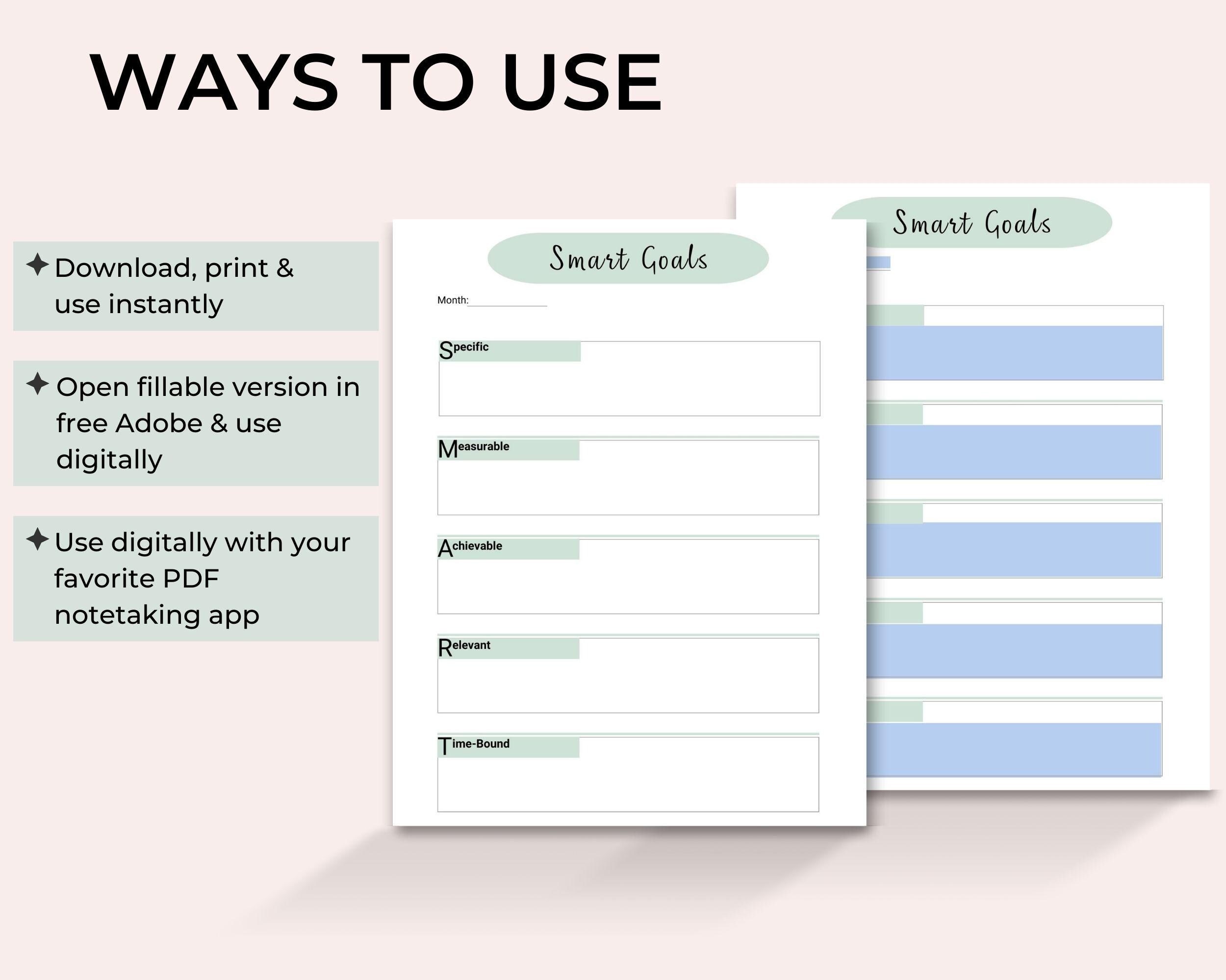 Smart Goal Planner, Editable Goal Setting Plan, Goal Action Plan ...