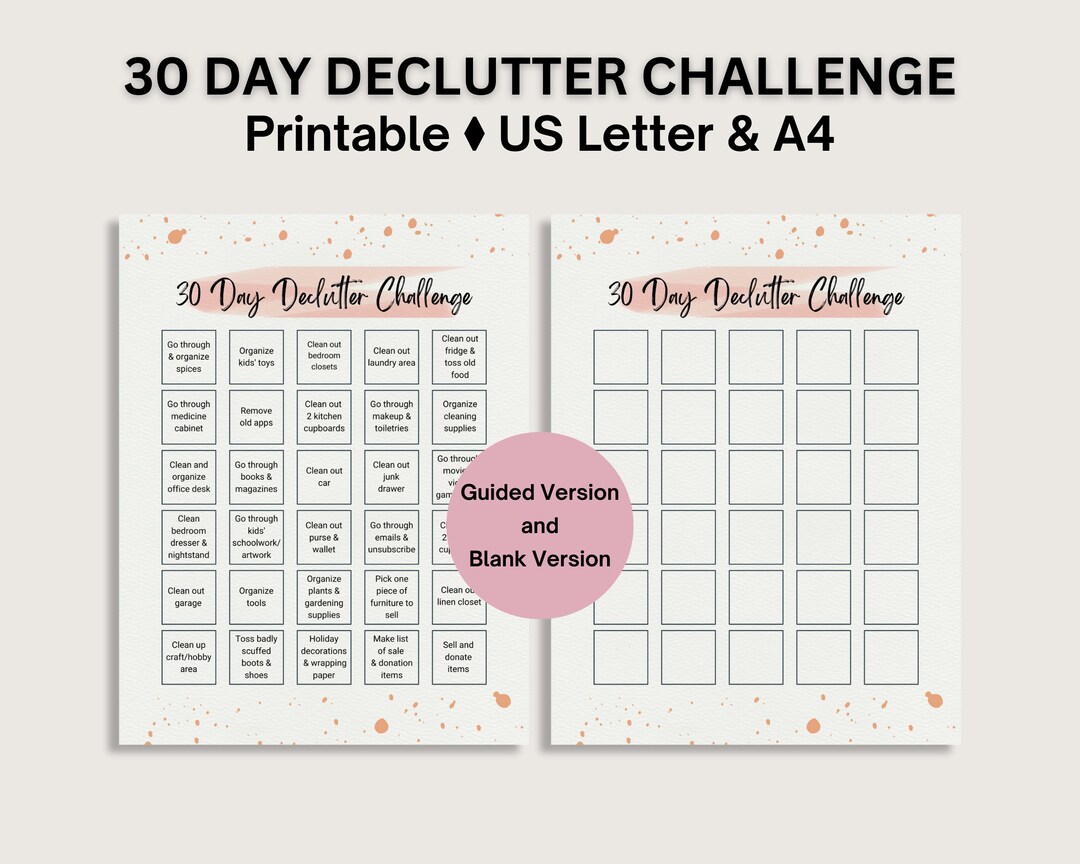 30 Day Declutter Challenge, Printable Declutter Challenge, Decluttering ...