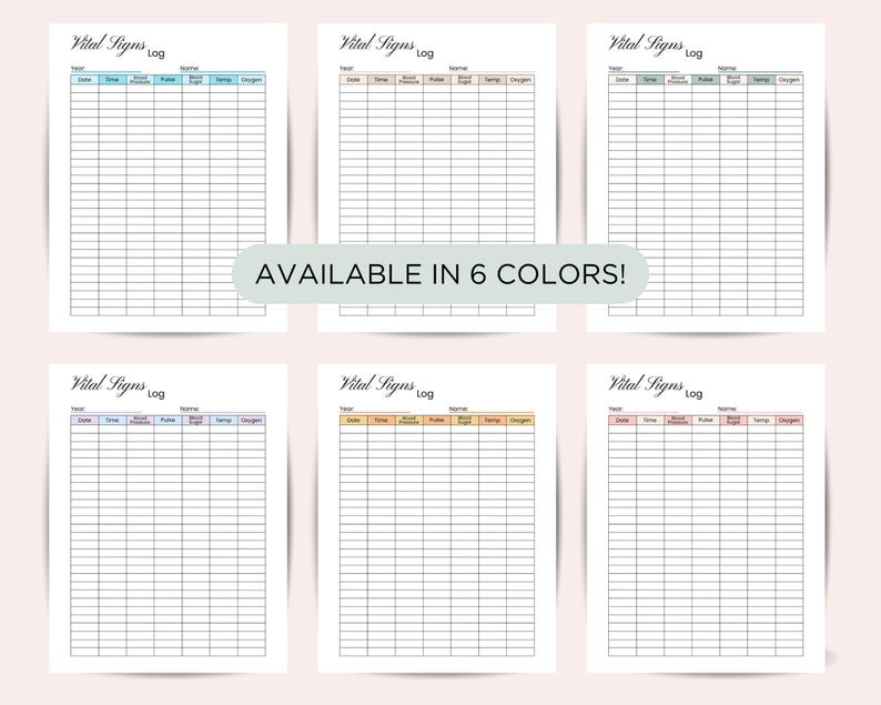 Editable Vital Signs Chart, Printable Vital Signs Log PDF, Nursing ...
