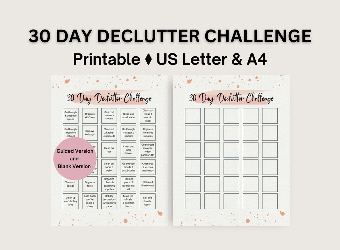 30 Day Declutter Challenge Printable Declutter Challenge - Etsy