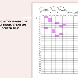 Monthly Screen Time Tracker - Printable Journal Page - Daily Screen Time Tracking - Screen Time ...