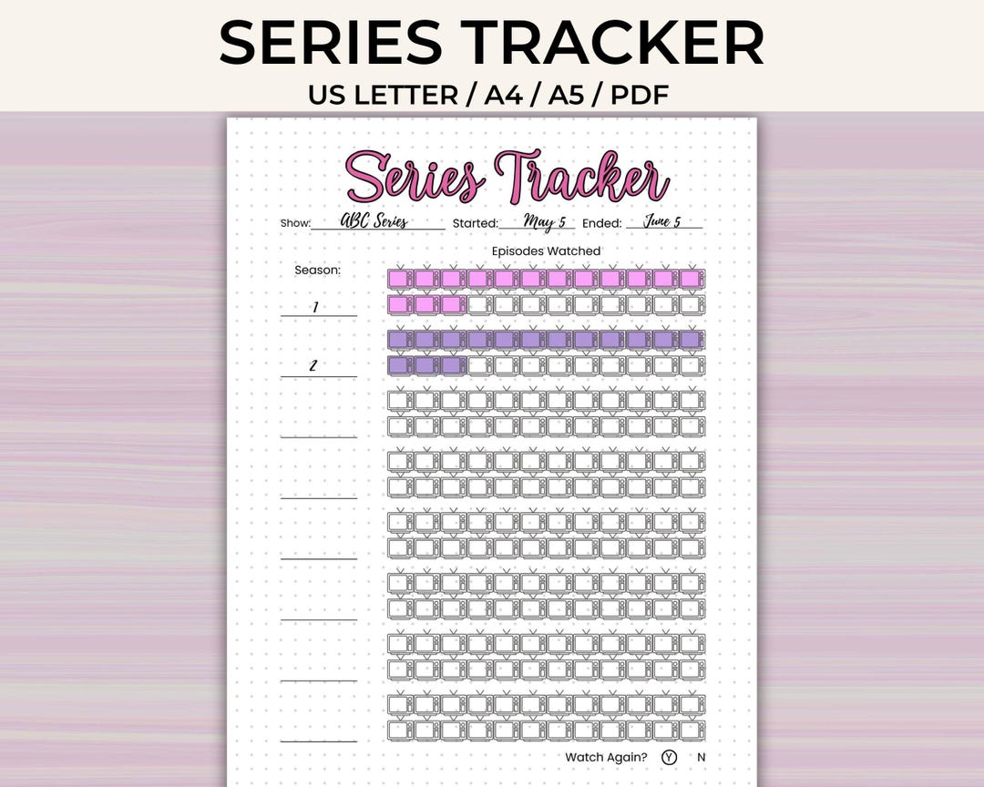 Series Tracker Printable – TV Show Journal Page - Episode Tracker ...