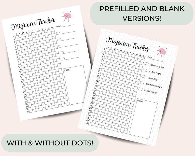 Migraine Tracker Printable - Yearly Headache Log - PDF Journal Page ...