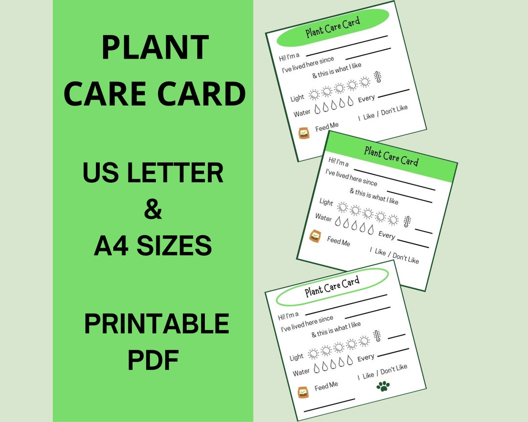 Plant Care Cards, Plant Care Guide, Plant Care Tags, Printable Plant ...