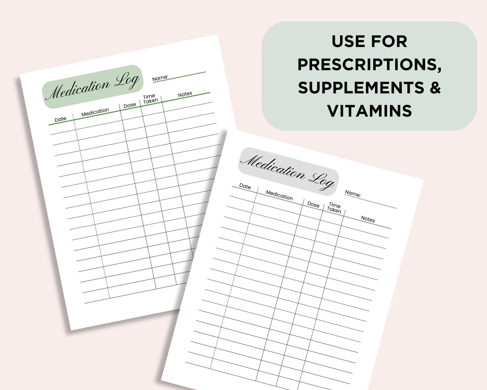 Printable Medication Log, Pill Tracker, Med List, Track Medication ...