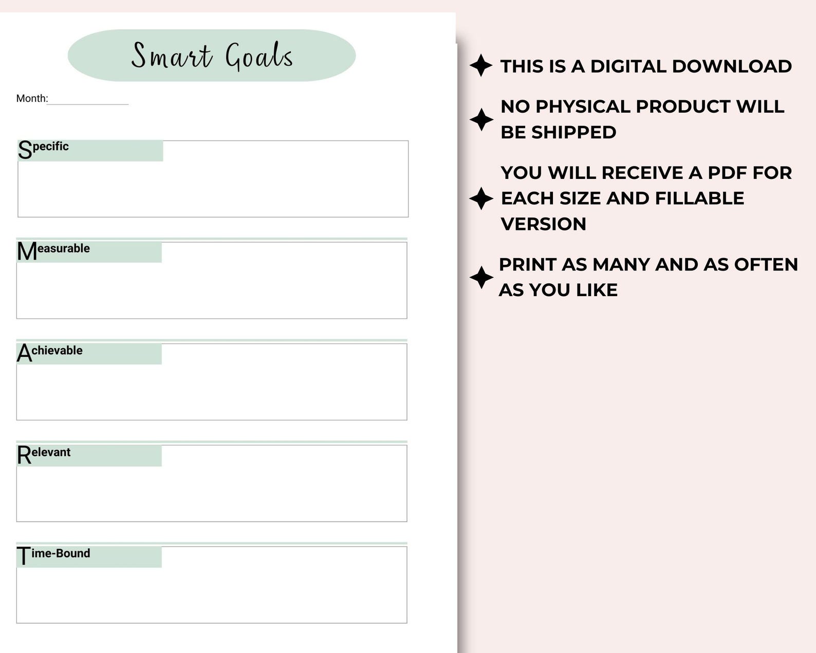 Editable SMART Goals Planner Printable, Goal Tracker Worksheet, SMART ...