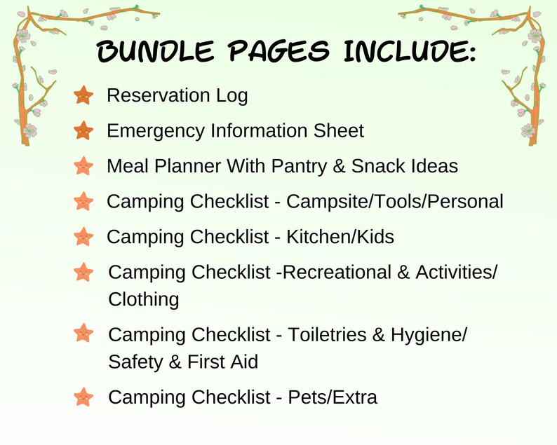 Camping Checklist, Editable Camping Planner, Printable Camping Packing ...