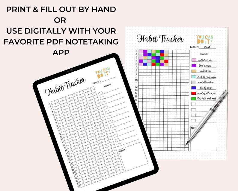 Monthly Habit Tracker Printable: Daily Habit Journal Page, A5 Goal ...