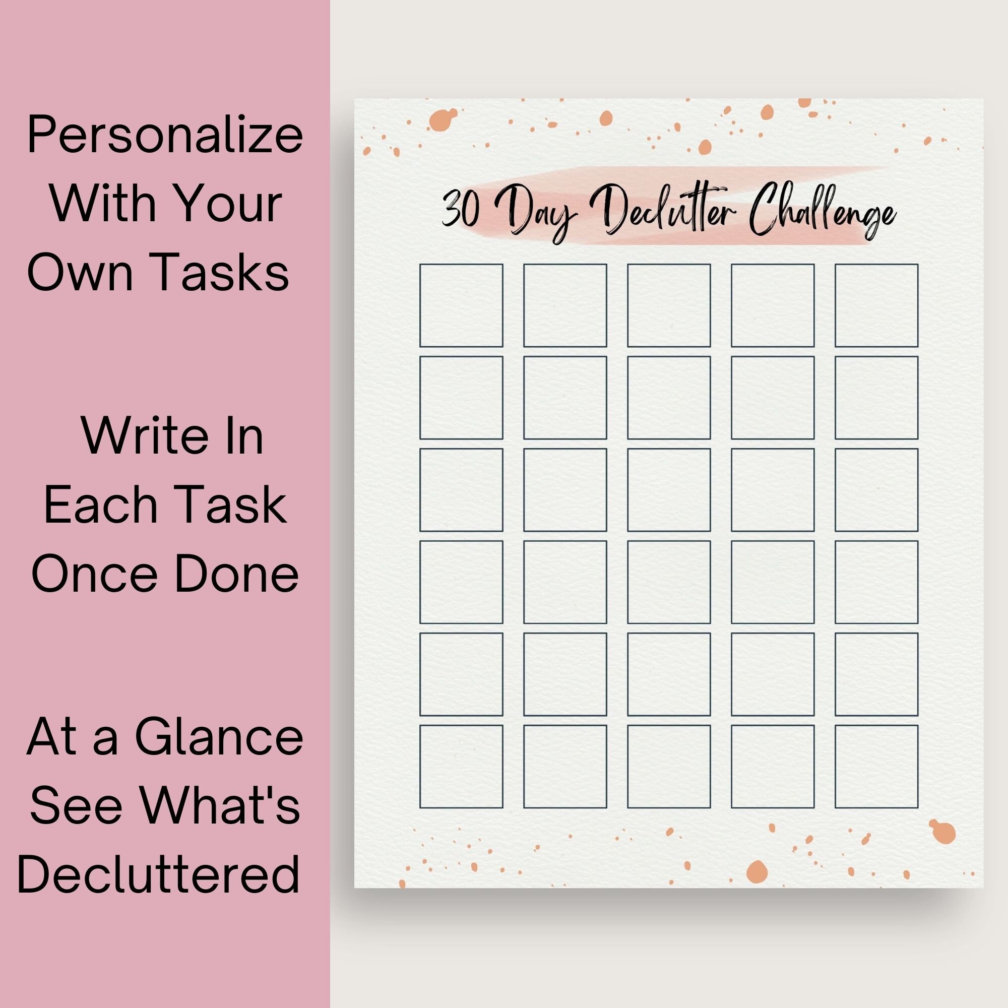 30 Day Declutter Challenge, Printable Declutter Challenge, Decluttering ...